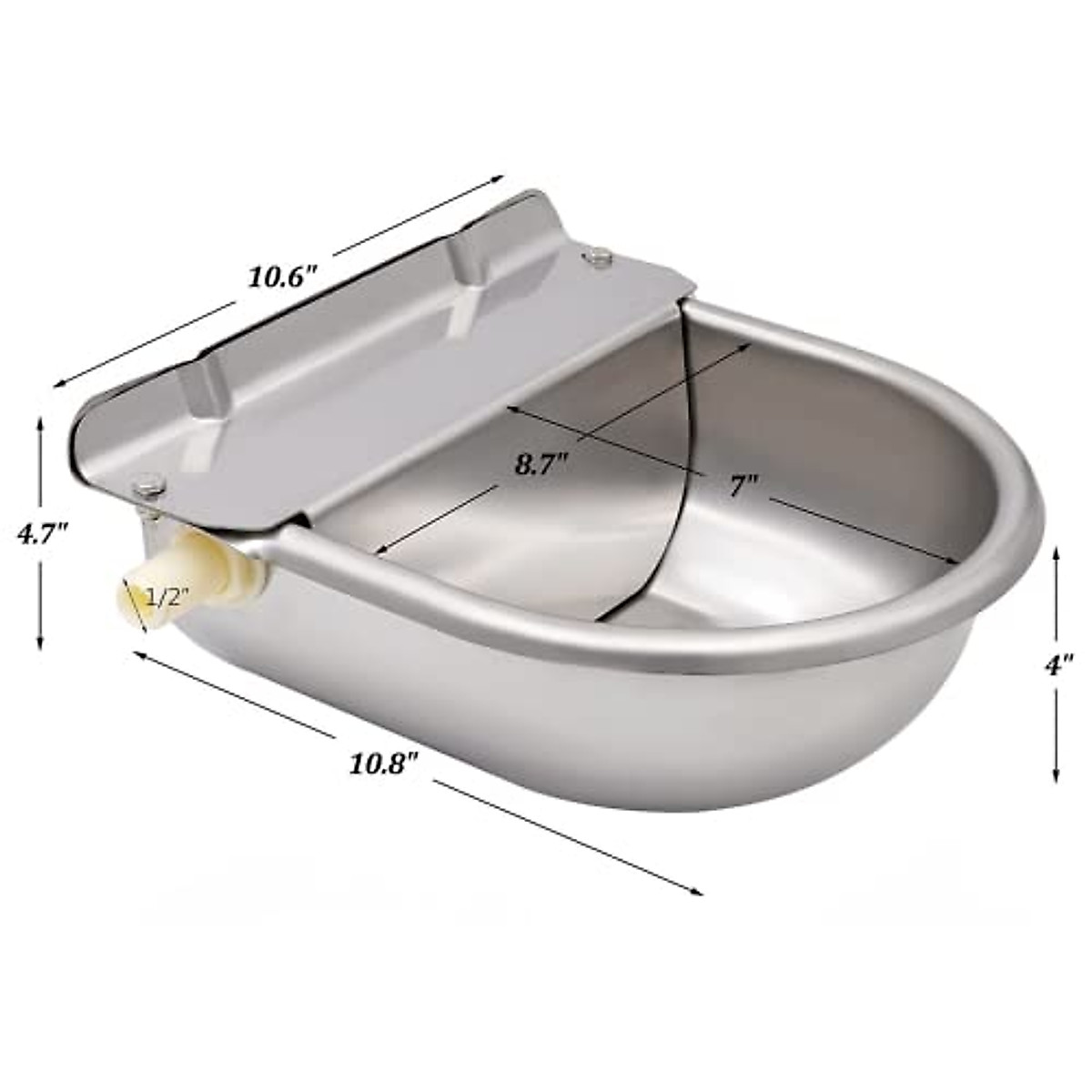 KHEARPSL Automatic Dog Water Bowl Livestock Waterer with Float Valve and Drain Hole, Stainless Steel Water Trough Auto Waterer for Dogs Livestock (Auto Waterer)