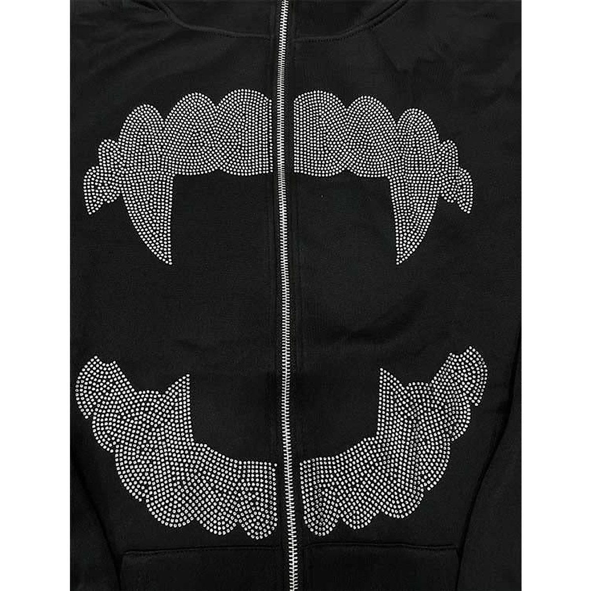 Easyoyo Men Women Y2K Rhinestone Jacket Full Zip Up Hoodies Skeleton Graphic Hooded Sweatshirt Zip-Up Hoodie