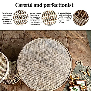 Gexpusm Round Rattan Coffee Table, Rattan Round Table Art Reception Living Room Table for Indoor and Patio(Contains Coffee Table only)