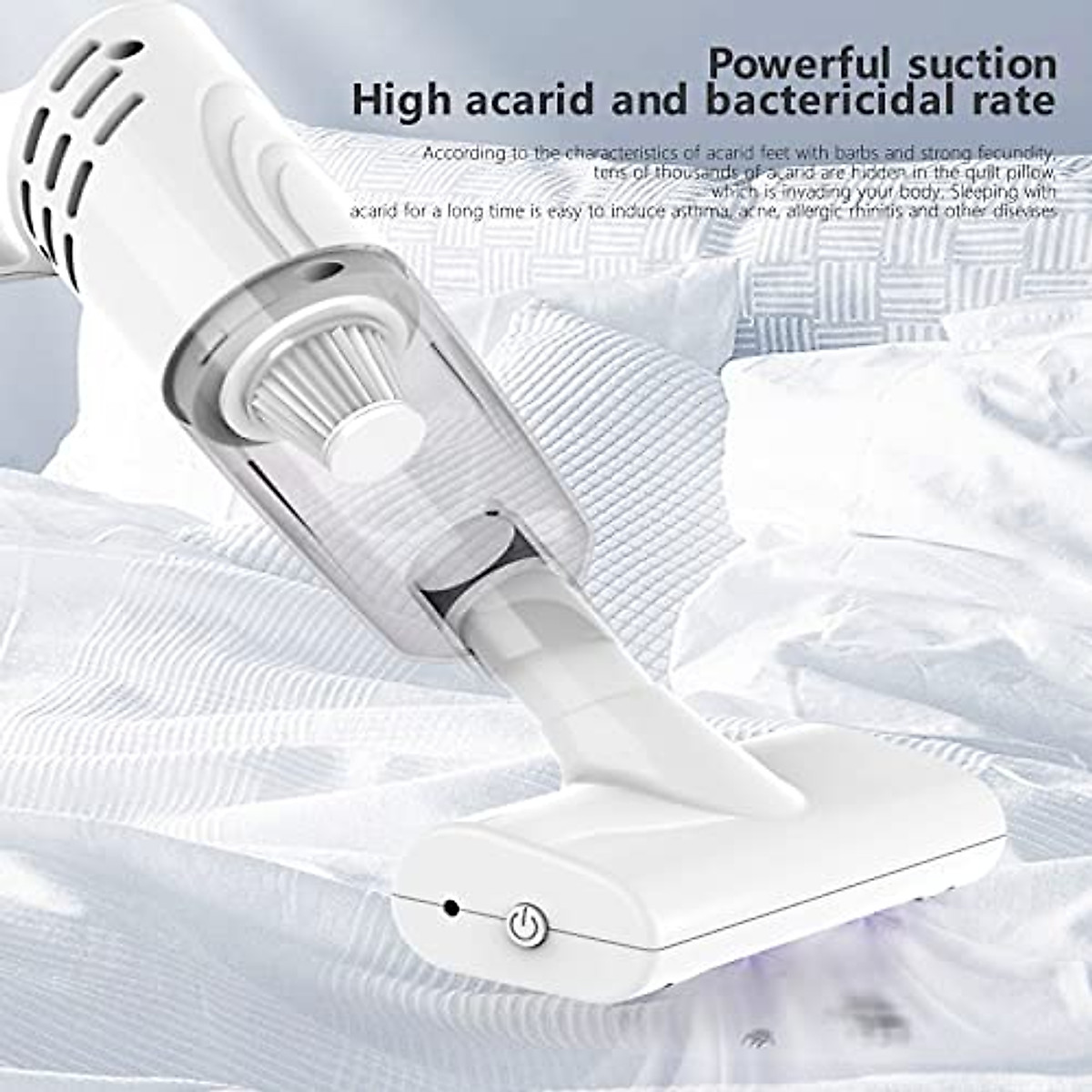 Dianli Cordless Vacuum Cleaner with 30 Mins Long Runtime, Powerful Suction,Lightweight Cordless Mattress Vacuum Cleaner, Portable Handheld Lazy Home Vacuum Cleaner, for Bed, Sofa, Carpet, Car (White)