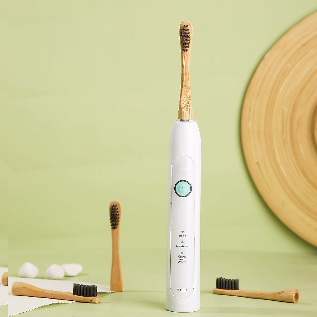 Eco-Friendly Electric Toothbrush Smoker's Replacement Bamboo Toothbrush Heads Medium Hardness Bristles 6PCS