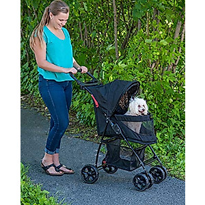 Pet Gear No-Zip Happy Trails Lite Pet Stroller for Cats/Dogs, Zipperless Entry, Easy Fold with Removable Liner, Safety Tether, Storage Basket + Cup Holder, 4 Colors