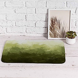 Gradient Moss Green Bath Mats Indoor Doormat Bath Rugs Non Slip, Washable Cover Floor Rug Absorbent Carpets Floor Mat White to Greens 30x18in