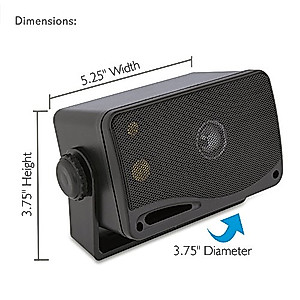 3-Way Mini Box Speaker System - 3.5 Inch 200 Watt Weatherproof Marine Grade Mount Speakers & Marine Bluetooth Stereo Radio - 12v Single DIN Style Boat in Dash Radio Receiver System with Built-in Mic