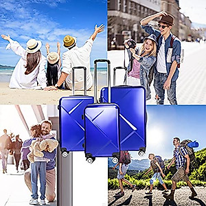 Tiktun Luggage Sets,PC+ABS Hardshell Lightweight Durable Spinner Wheels Suitcase, Blue, 3-Piece (20"/24"/28")