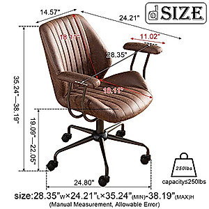 ovios Home Office Desk Chairs Ergonomic Office Chair Modern Computer Desk Chair Suede Fabric Desk Chair for Executive Home Office (Dark Brown)