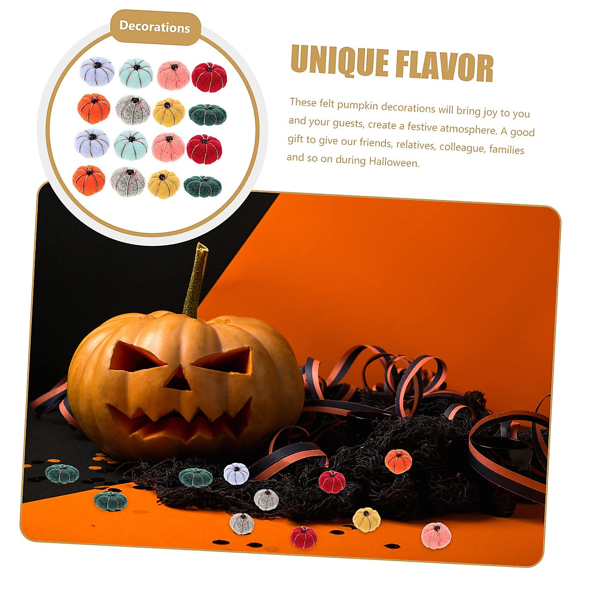 Veemoon 32 Pcs Felt Pumpkins Finished Product Foam Decorative Items