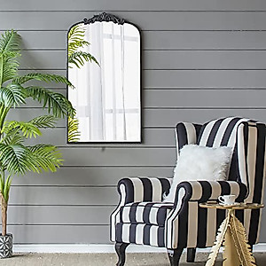 A&B Home Arched Vertical Mirror-Wall Mirror with Metal Black Frame,24"x42" Large Arch Mirror for Bathroom Bedroom Living Room