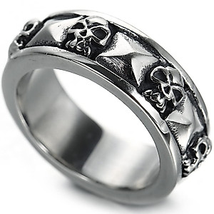 Jude Jewelers Stainless Steel Gothic Skull Biker Band Style Ring (Silver, 10)
