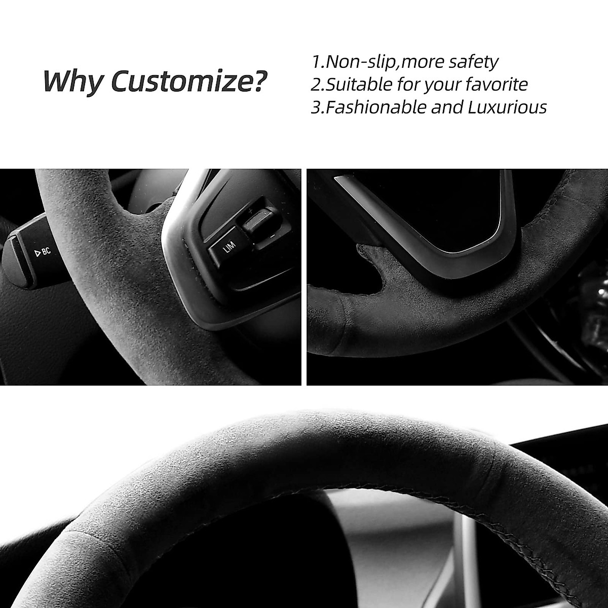 Alfanxi Hand Stitch Alcantara Steering Wheel Cover Compatible with BMW F45 F46 X1 F48 X2 F39