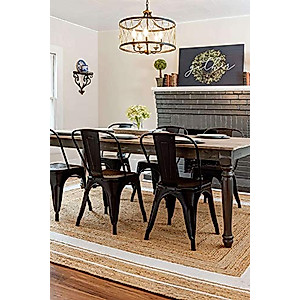 Unique Loom Braided Jute Collection Classic Quality Made Hand Woven with Coastal Design Area Rug, 8 ft x 10 ft, Natural/Ivory