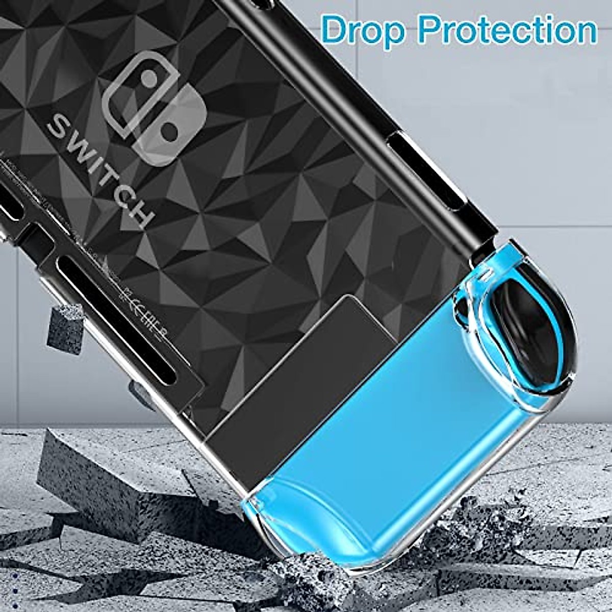 HEYSTOP Switch Case for Nintendo Switch Case Dockable with Screen Protector, Clear Protective Case Cover for Nintendo Switch and JoyCon Controller with a Switch Tempered Glass Screen Protector