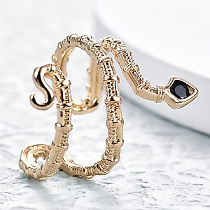 KOICCVQQ Fashion Gold Snake Shape Ring Opening Adjustable Exquisite Design Jewelry Animal Personality Gothic Band Punk Red Agate Handmade Polishing Rhinestones Hypoallergenic Jewelry for Woman