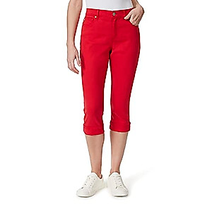 Bandolino Women's Mandie 5 Pocket High Rise Capri, Vivid Ruby, 12 Regular