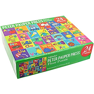PETER PAUPER PRESS The Alphabet Jumbo Floor Puzzle - Fun and educational puzzle with upper and lowercase letters, first words and pictures. (24 Pieces) (36 inches wide x 24 inches high)