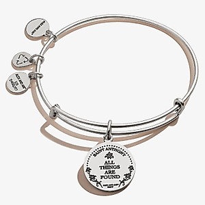 Alex and Ani Divine Guides Expandable Bangle Bracelet for Women, Saint Anthony of Padua Charm, Rafaelian Silver Finish, 2 to 3.5 in