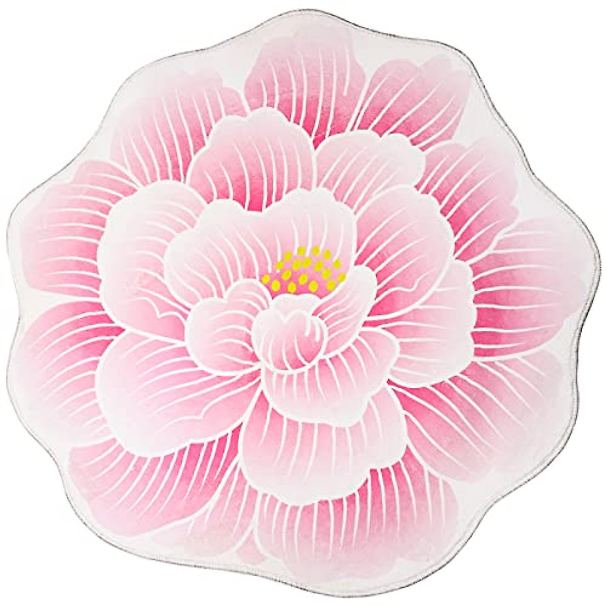 USTIDE Pink Flower Shaped Area Rug Washable Round Floral Carpet Absorbent Bathroom Rug Super Soft Round Play Rug for Kitchen Bedroom Living Room Nursery Decoration (39.3")