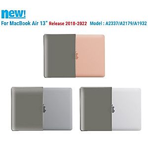 IBENZER Compatible with 2022 2021 2020 MacBook Air 13 inch case M1 A2337 A2179 A1932, Plastic Hard Shell Case for Mac Air 13 Retina Display with Touch ID, Gray, MMA-T13GY