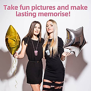 Wocst 12 PCS Shot Necklace Glass, Bride Groom to Be Shot Glass Necklace with Gold Foil for Bachelor/Bachelorette Party Hen Night Party