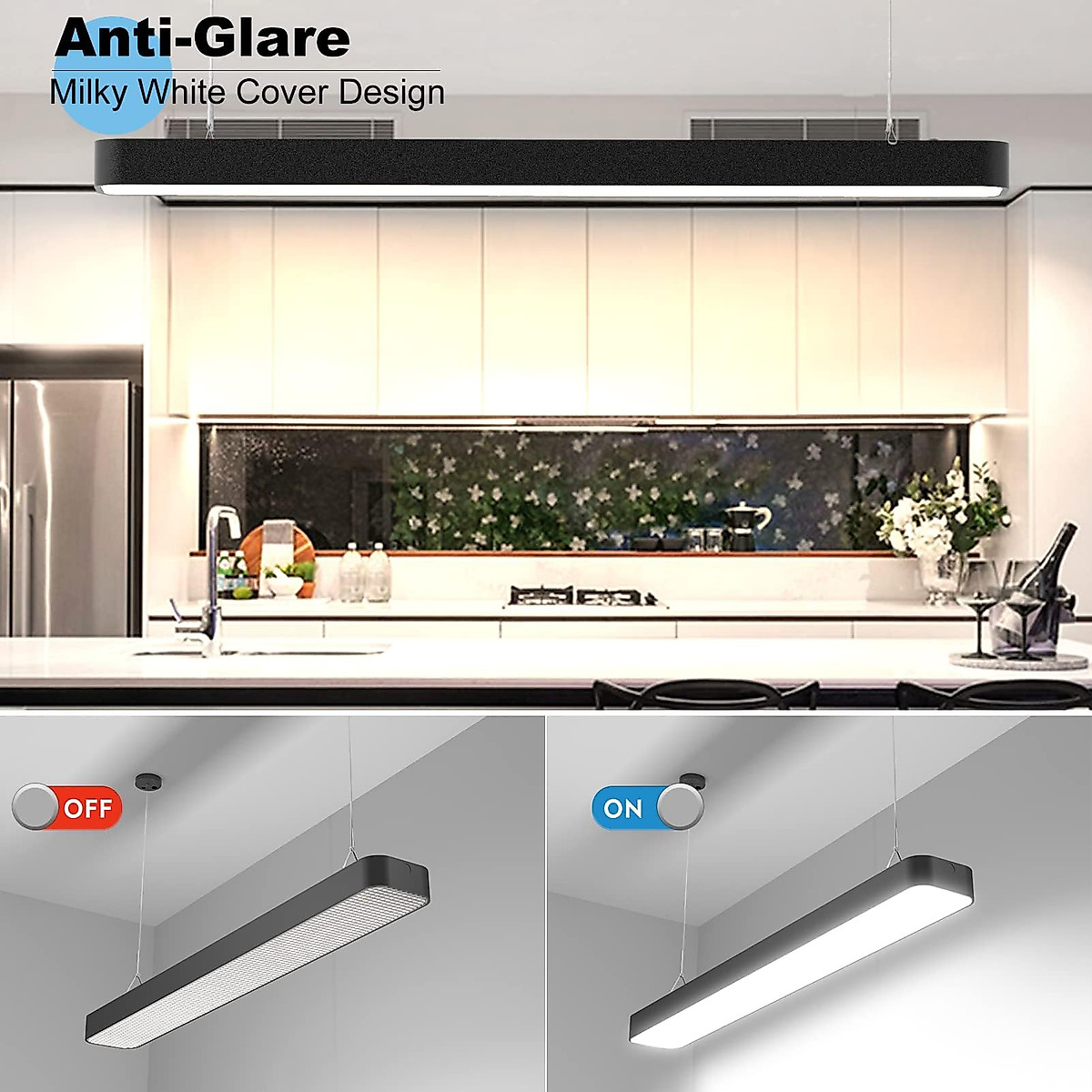 Lightdot Compact 4FT LED Shop Lights, 4 Foot LED Shop Light Fixtures for Garage Workshop Supermarket, 50W 7000LM 100-277V 4FT-5IN Black LED Wraparound Shop Lights, Flush/Hanging Mout-8Pack