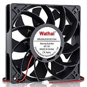 Wathai 120mm x 25mm 12V High Pressure CFM Fan Dual Ball High Speed DC Brushless Cooling Fan