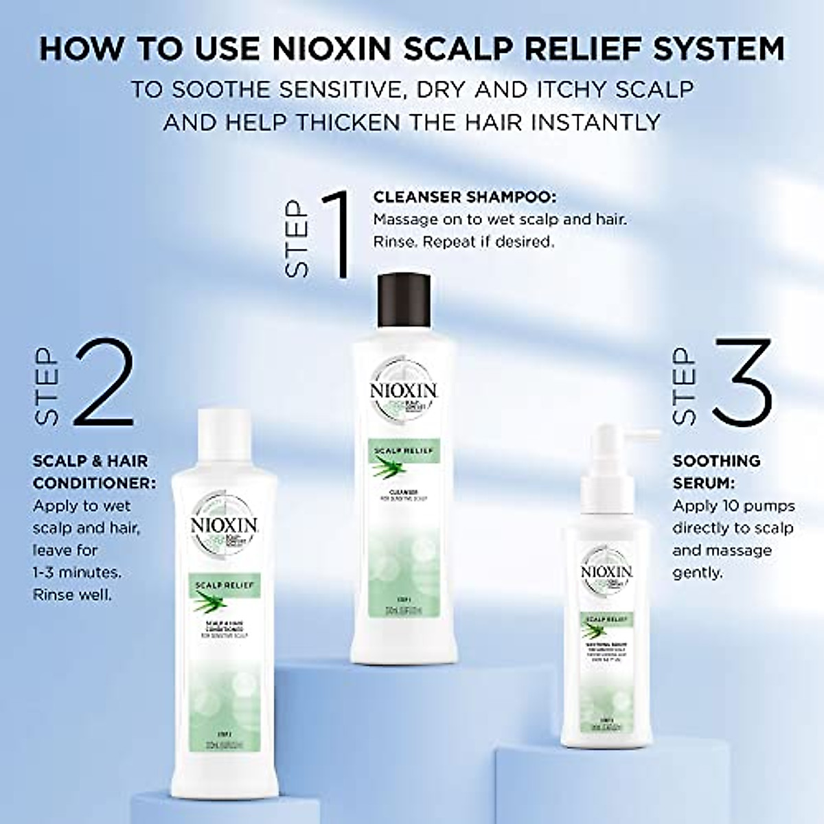 Nioxin Scalp Relief System Kit for Sensitive, Dry & Itchy Scalp, Paraben & Sulfate Free