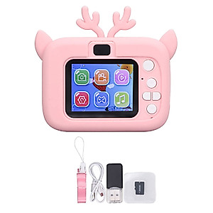 ANGGREK 20MP Kids Camera with 32G Memory Card & Card Reader, 1080P USB 2in Color Display, Children Digital Camera for Photos and Videos (Pink Yellow)