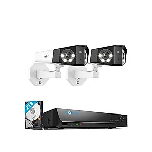 REOLINK 4K PoE NVR 8 Channel Pre-Installed 2TB Hard Drive RLN8-410 Bundle with 2X Reolink Duo PoE (150° Viewing Angle, Human/Vehicle Detection, Motion Spotlight Color Night Vision, Two Way Talk)