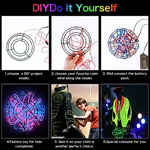 lychee EL Wire Neon Glowing Strobing Electroluminescent Light El Wire for Parties, Halloween Decoration (White, 15ft)