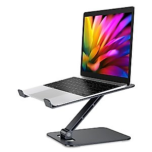 RIWUCT Foldable Laptop Stand, Height Adjustable Ergonomic Computer Stand for Desk, Aluminum Portable Laptop Riser Holder