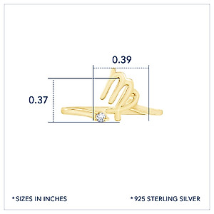 J'ADMIRE 14K Yellow Gold Plated Sterling Silver Horoscope Zodiac Ring for Women, Virgo