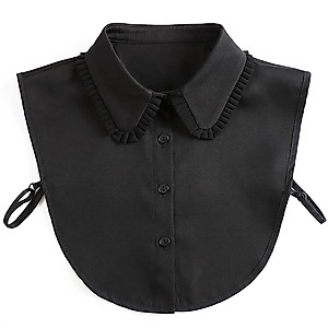 LoudSung Detachable Half Shirt Blouse False Collar Folding Design for Women Girls Black