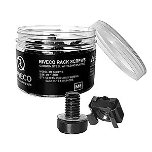 RIVECO Rack Screws & Cage Nuts for Server Cabinets & Racks Mounting Network Equipment Clip Nuts 50 Sets M6 x 16mm Black