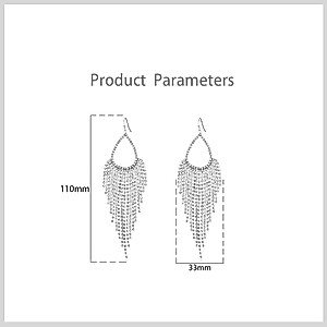 Luxuary CZ Fringe Drop Statement Earrings for Women Cubic Zirconia Tassel Crystal Chain Dangle Hook Stud Earring Elegant Wedding Birthday Party Prom Mother's Day Christmas Jewelry