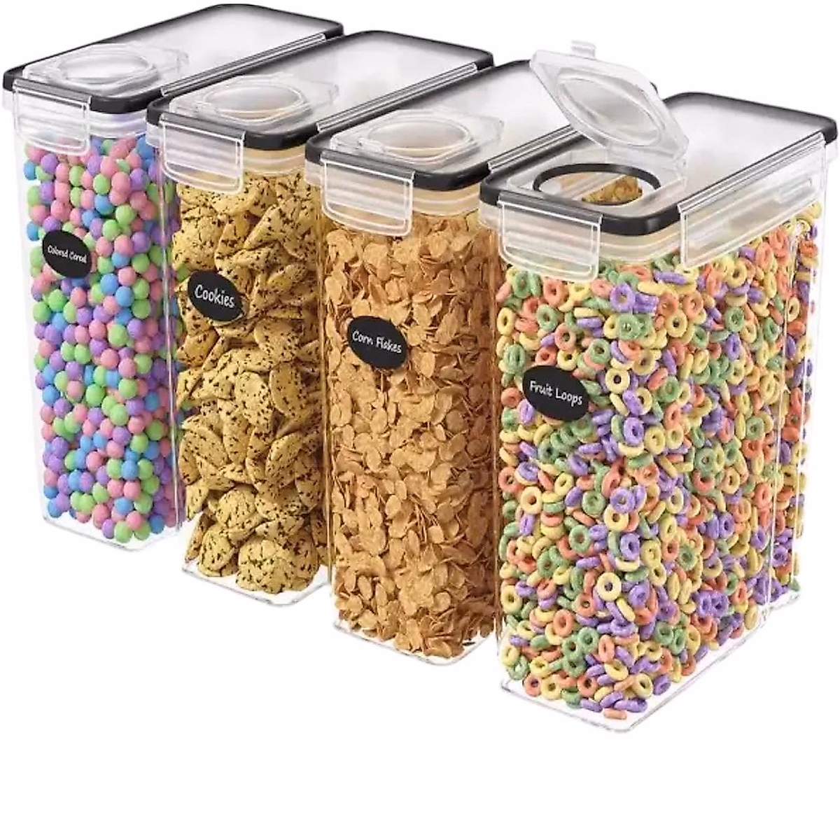 Airtight Food Storage Containers with Lids, Set of 4, Clear Plastic