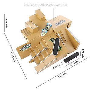 TIME4DEALS Fingerboard Skate Park Set 18 Pcs - Finger Skateboard Deck Ramp Set 8 Pieces Bigger & Mini Finger Toys Kit Handboards Scooter Skates Bike Caster Board Skateboards for Kids Gifts