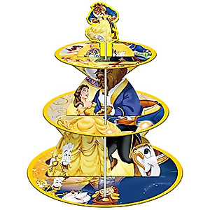 XFYCUTE Beauty and The Beast Party Supplies-Beauty and The Beast 3 Tier Cupcake Stand Birthday Dessert Display Stand for Kid's Birthday Party Decoration