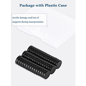 SMARTAKE 45 Pcs Refrigerator Magnets, Small Round Fridge Magnets, Multi-Use Premium Epoxy Coating Office Magnets for Fridge, Whiteboard, Dry Erase Board in Home, Kitchen, Office and School (Black)