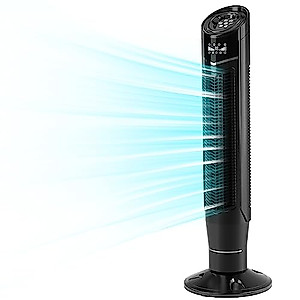 Antarctic Star Tower Fan 360°Oscillating Fan Quiet Cooling 24H Timer Remote Control Powerful Standing 8 Wind Speed 3 Wind Modes Ionizer Mode Bladeless Portable LED Display,Bedroom Office 40-Inch BLACK