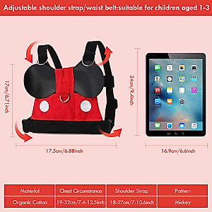 Toddlers Leash for Walking + Anti Lost Wrist Link Safety Wrist 4 in 1 for Toddlers, Child, Babies & Kids, Safety Harness Kids Walking Wristband Assistant Strap Belt (Mickey)