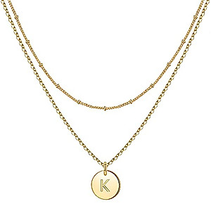 IEFWELL Gold Initial Necklaces for Women, 14K Gold Filled Letter Necklaces for Girls Gold Initial Necklaces for Teens Girls Initial Necklaces Gold Jewelry（K）