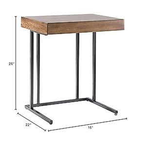 Madison Park Wynn Accent Wood with Metal Frame Snack Modern Home Office Laptop Stand with Drawer Bed Side Table Sofa For Living Room, Small