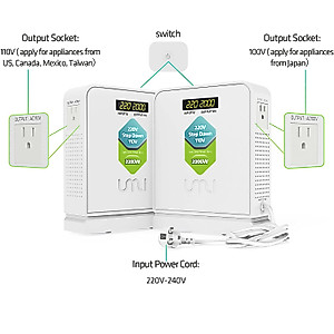 UMI 1200W 2000W Step Down Voltage 220v to 110v Converter, Heavy Duty Power Converter 220V to 110V, Good Transformer for Overseas, Step Down Converter 220V to 110V - US to Europe Voltage Converte