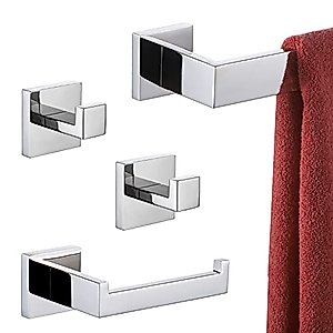 KOKOSIRI 24-Inch Single Towel Bar, Bathroom Towel Holder, Toilet Paper Holder, Bath Towel Hook Modern Robe Hook Coat Hook, Wall Mounted, SUS 304 Stainless Steel, Polished Chrome, B05A4-CH-L24