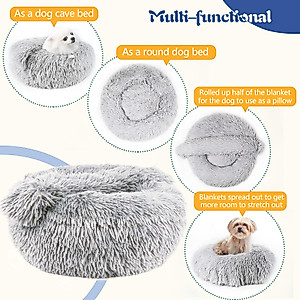 ShinHye Small Dog Bed Cat Bed Dog Bed with Blanket Plush Fluffy Hooded Dog Bed, Small Dog beds with Cover Cozy for Indoor Cats, Blanket Dog Beds Calm Anti-nxiety Dog Bed Washable