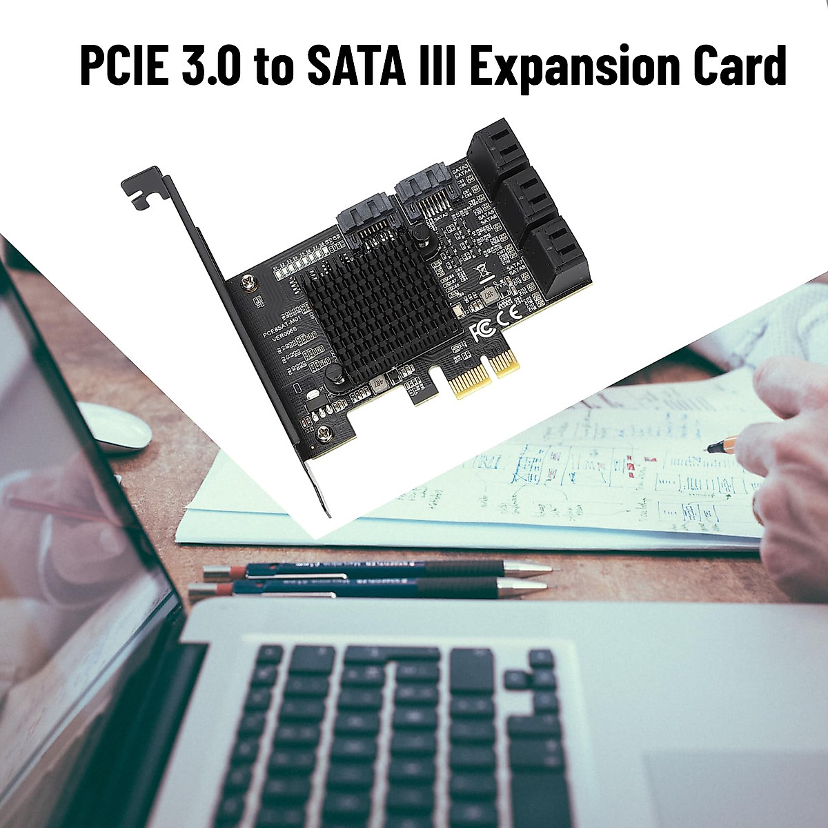 PCIE SATA Cards, Ports SATA III 6Gbps Controller Cards with Low Bracket, PCIE (1X 2X 4X 8X 16X) SATA3.0 Interface Expansion Cards for 7/8/XP/10 for Linux