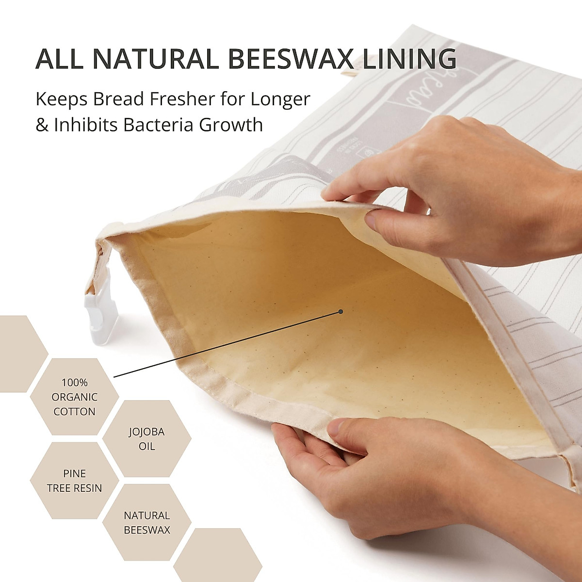 Reusable Bread Bags for Homemade Bread (2 Pack) - Cotton Beeswax Bags for Bread, Sourdough Bread Bags, XL Beeswax Bread Bag, Beeswax Bread Bags for Homemade Bread Sourdough Storage Bag, Sourdough Bag