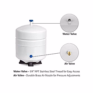 Reverse Osmosis Water Storage Pressure Tank 4.5 Gallon (3.2 Gal Capacity) Plus Tank Valve and 1/4" Tubing