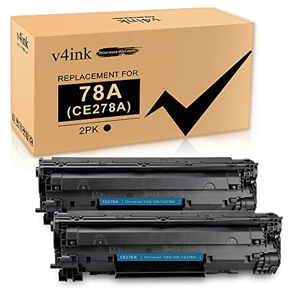 v4ink Compatible CE278A Toner Cartridge Replacement for HP 78A CE278A (Black 2 Packs) for use in HP Laserjet Pro M1536dnf MFP P1606dn P1600 P1566 P1560 Series Printer