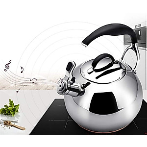 ArrAze Tea Kettle Stovetop Whistling Suitable for Stove Tops 3L Modern Brushed Steel Polished Kettle with Ergonomic Handle Can Make Boil Milk or Coffee